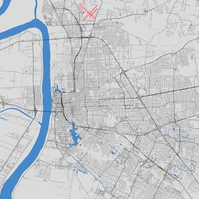 Baton Rouge SVG Vector Street Map | Baton Rouge, Louisiana, United ...