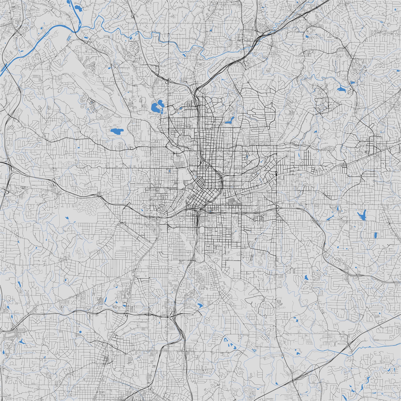 Atlanta SVG Vector Street Map | Atlanta, Georgia, United States | Full ...