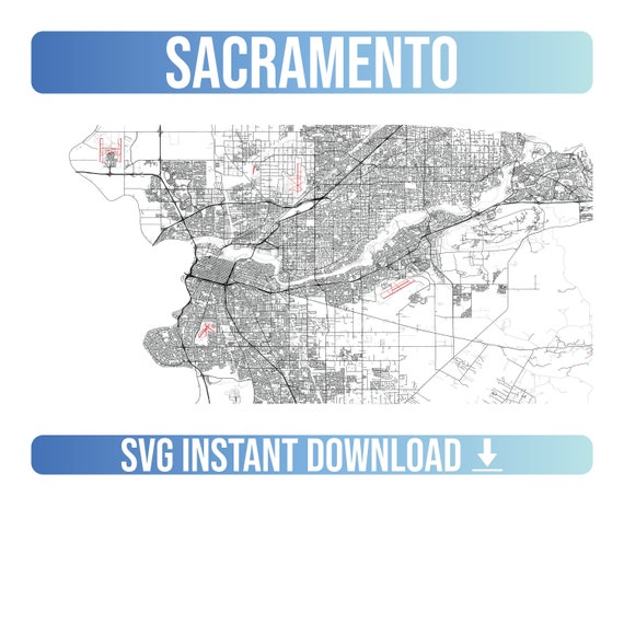 Sacramento SVG Vector Map Sacramento California United - Etsy
