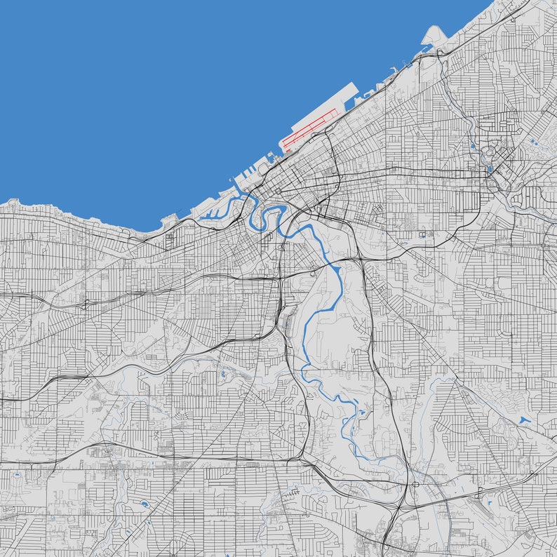 Cleveland SVG Vector Street Map | Cleveland, Ohio, United States | Full ...