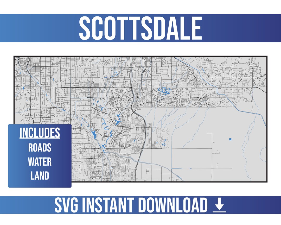Scottsdale SVG Vector Street Map | Scottsdale, Arizona, United States ...