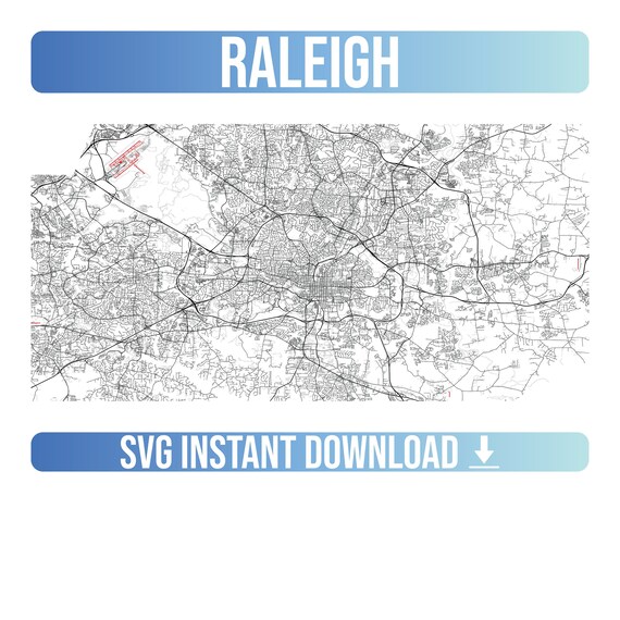 Raleigh SVG Vector Map Raleigh North Carolina United - Etsy Canada