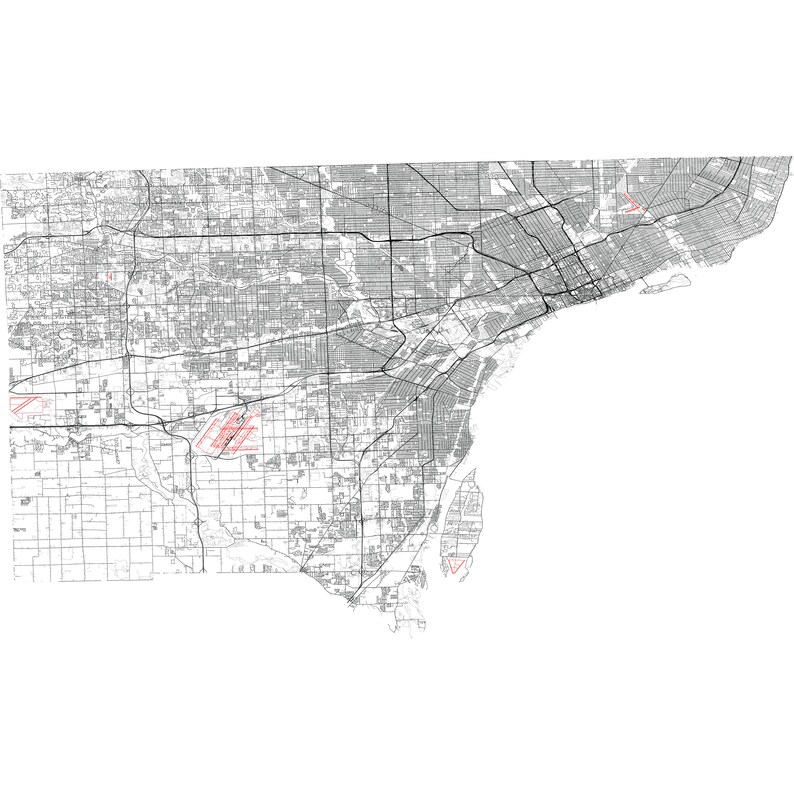 Detroit SVG Vector Street Map Detroit Michigan United - Etsy
