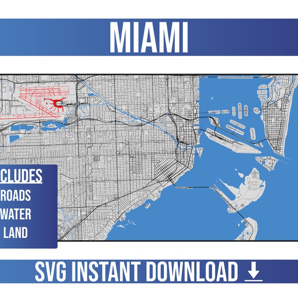 Miami Map Print - Etsy
