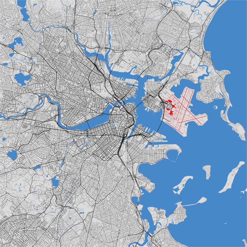 Boston SVG Vector Street Map | Boston, Massachusetts, United States ...