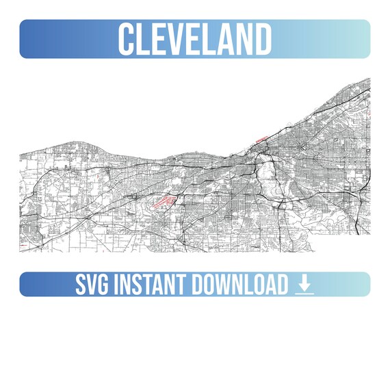 Cleveland SVG Vector Street Map Cleveland Ohio United | Etsy