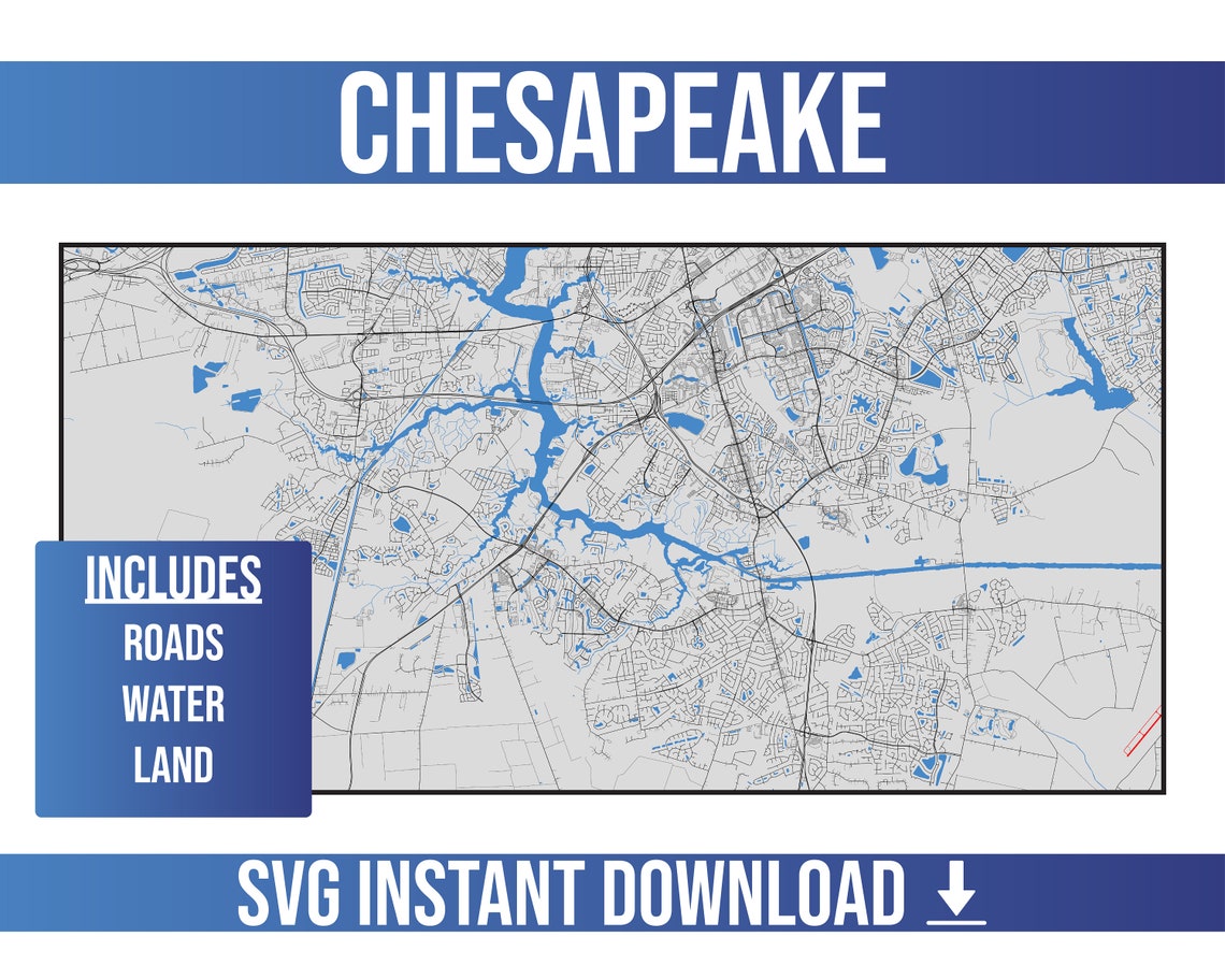 Chesapeake SVG Vector Street Map | Chesapeake, Virginia, United States ...