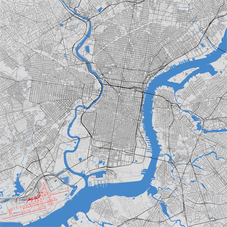 Philadelphia SVG Street Map | Philadelphia, Pennsylvania, United States ...