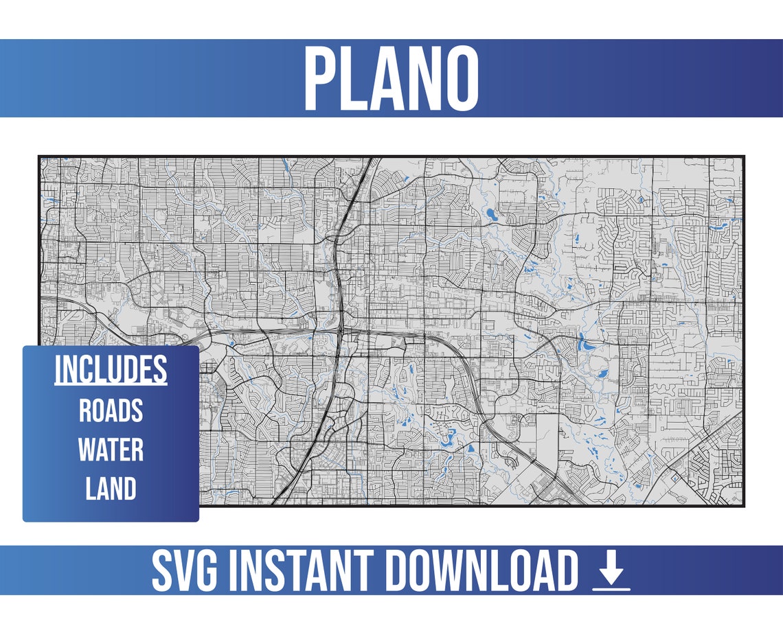 Plano SVG Vector Map | Plano, Texas, United States | Full Vector Street ...