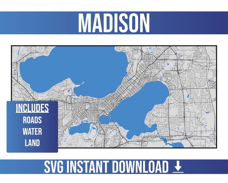 Madison SVG Vector Street Map | Madison, Wisconsin, United States ...
