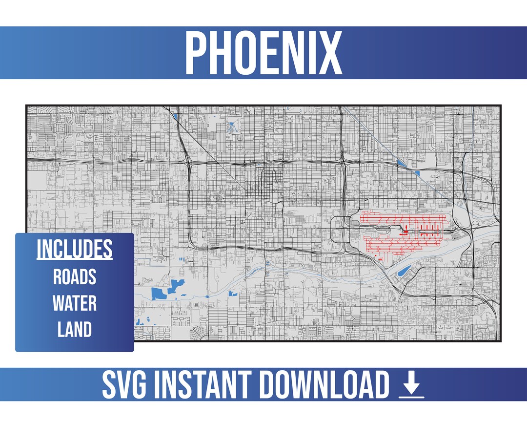 Phoenix SVG Street Map | Phoenix, Arizona, United States | Full Vector ...