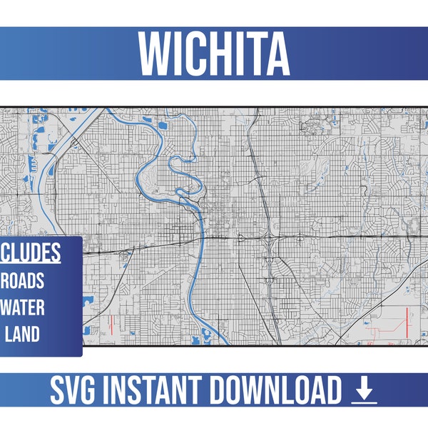 Wichita Map Svg - Etsy