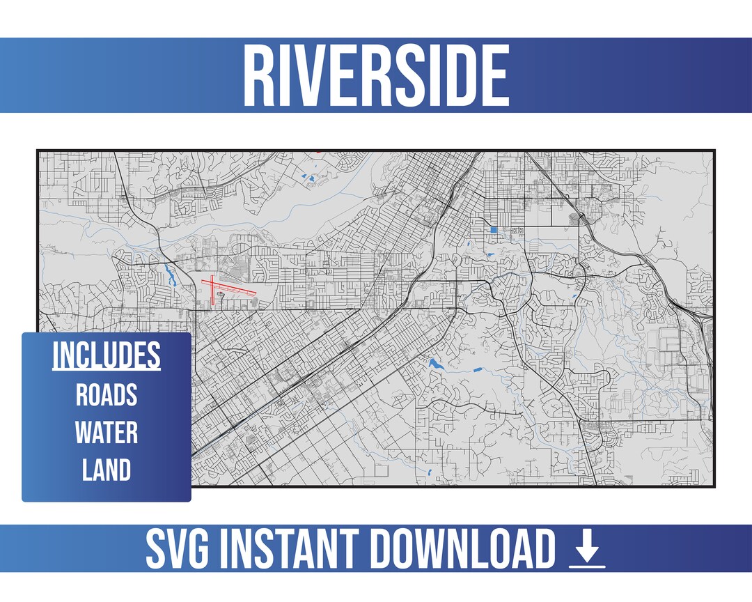 Riverside SVG Vector Map | Riverside, California, United States | Full ...
