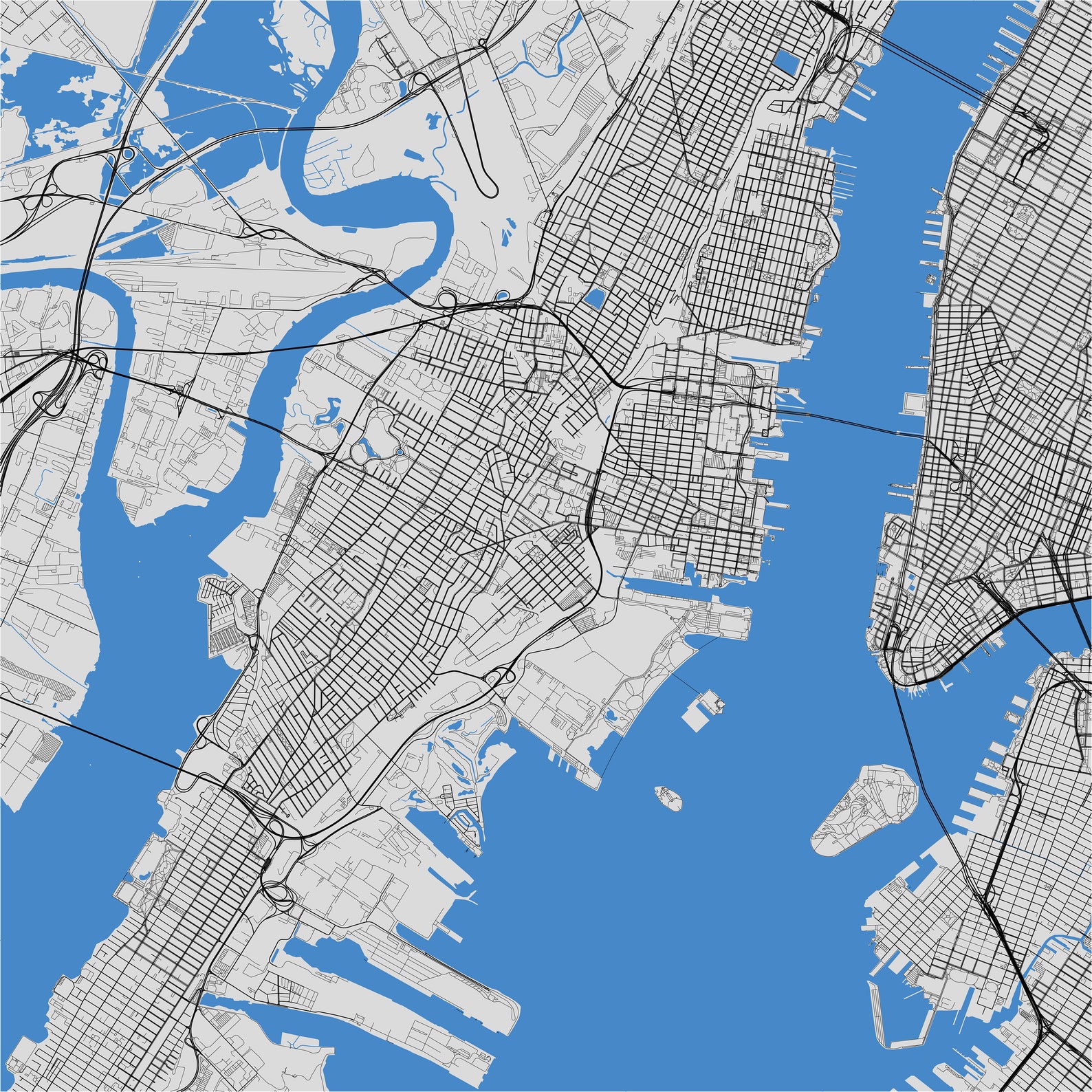 Jersey City SVG Vector Street Map | Jersey City, New Jersey, United ...