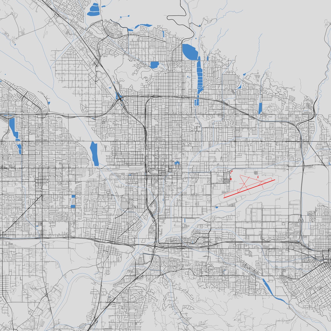 San Bernardino SVG Vector Street Map San Bernardino, California, United ...