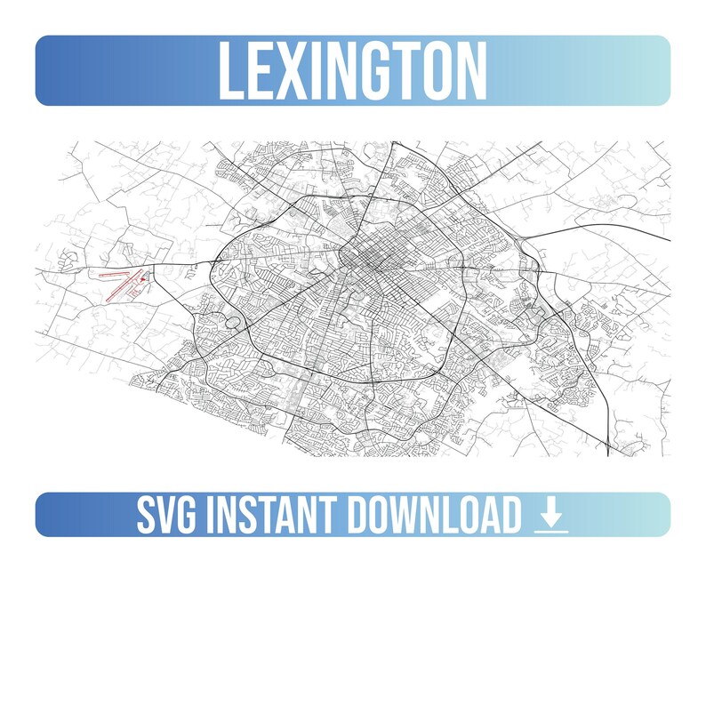 Lexington SVG Vector Street Map Lexington Kentucky United - Etsy