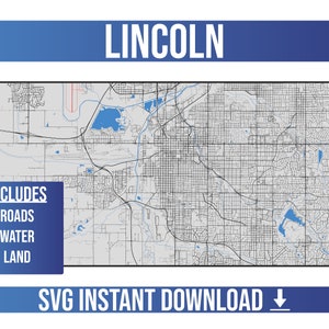 Lincoln SVG Vector Street Map | Lincoln, Nebraska, United States | Full ...