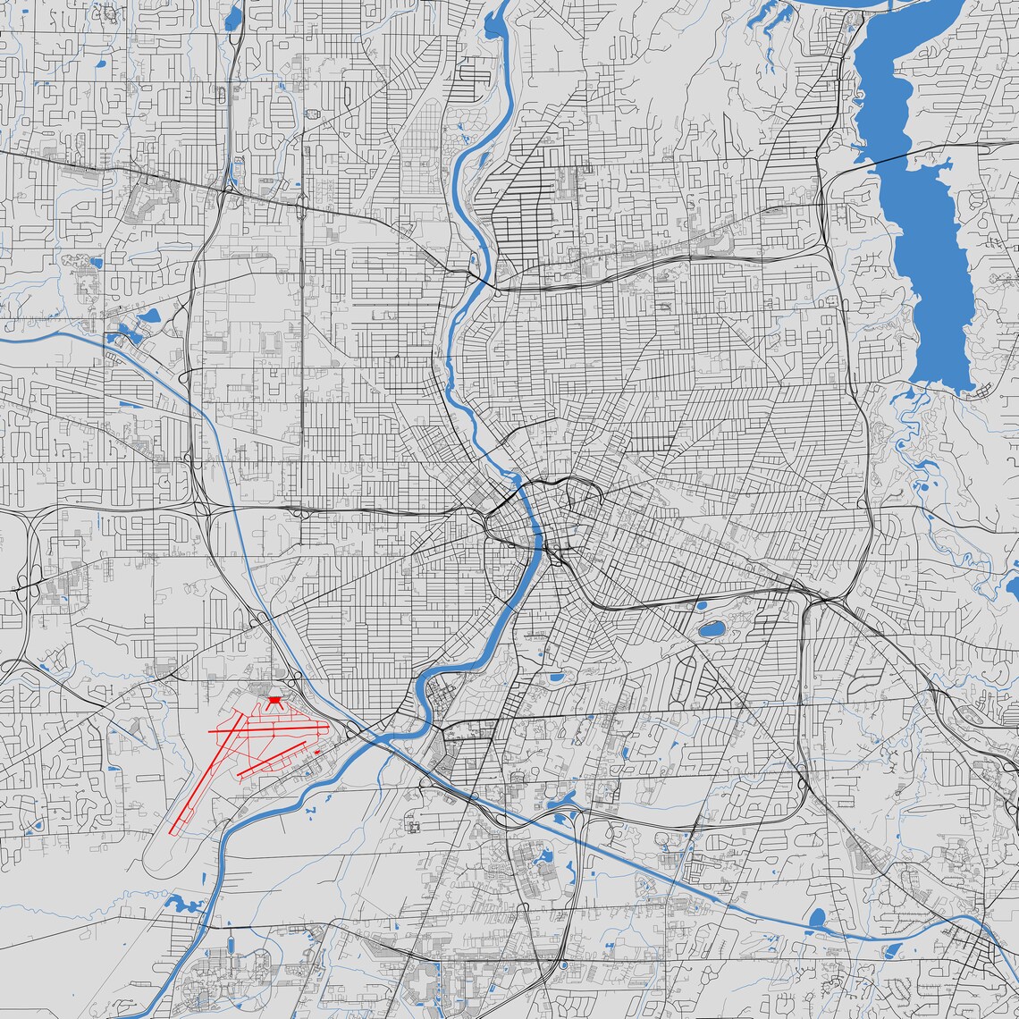 Rochester SVG Vector Street Map Rochester, New York, United States Full ...