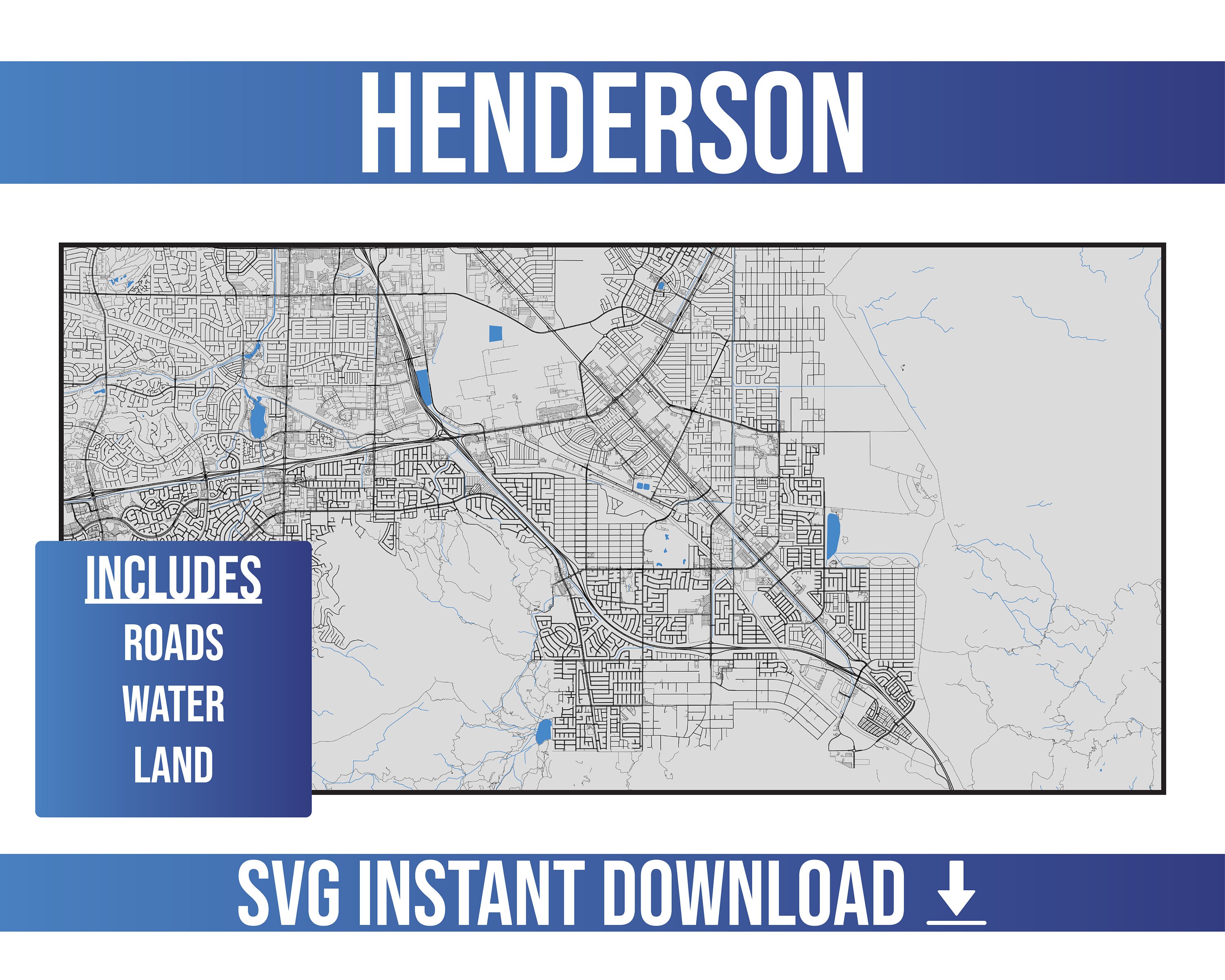 Henderson SVG Vector Street Map | Henderson, Nevada, United States ...