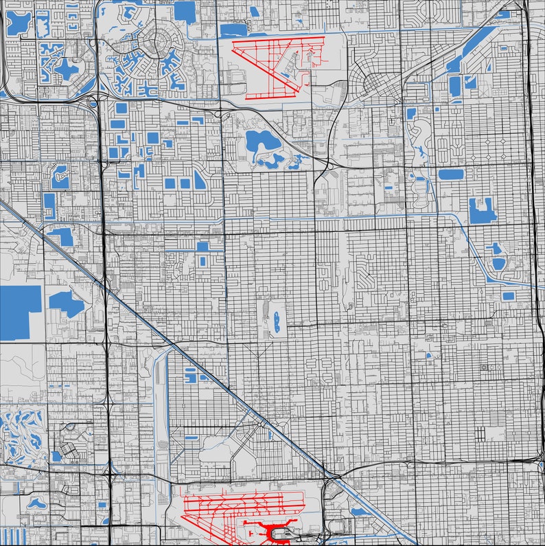 Hialeah SVG Vector Street Map | Hialeah, Florida, United States | Full ...