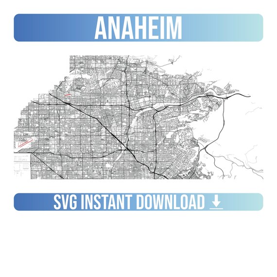 Anaheim SVG Vector Street Map Anaheim California United - Etsy