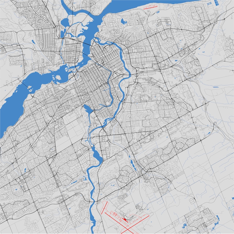 Ottawa SVG Vector Street Map | Ottawa, Ontario, Canada | Full Vector ...
