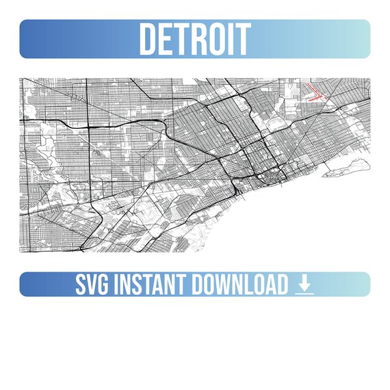 Detroit SVG Vector Street Map Detroit Michigan United - Etsy