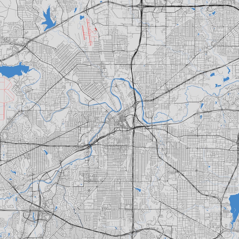 Fort Worth SVG Vector Street Map | Fort Worth, Texas, United States ...