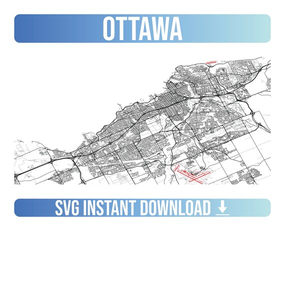 Ottawa SVG Vector Street Map Ottawa Ontario Canada Full - Etsy