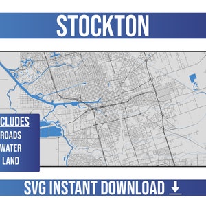 Stockton SVG Vector Map | Stockton, California, United States | Full ...