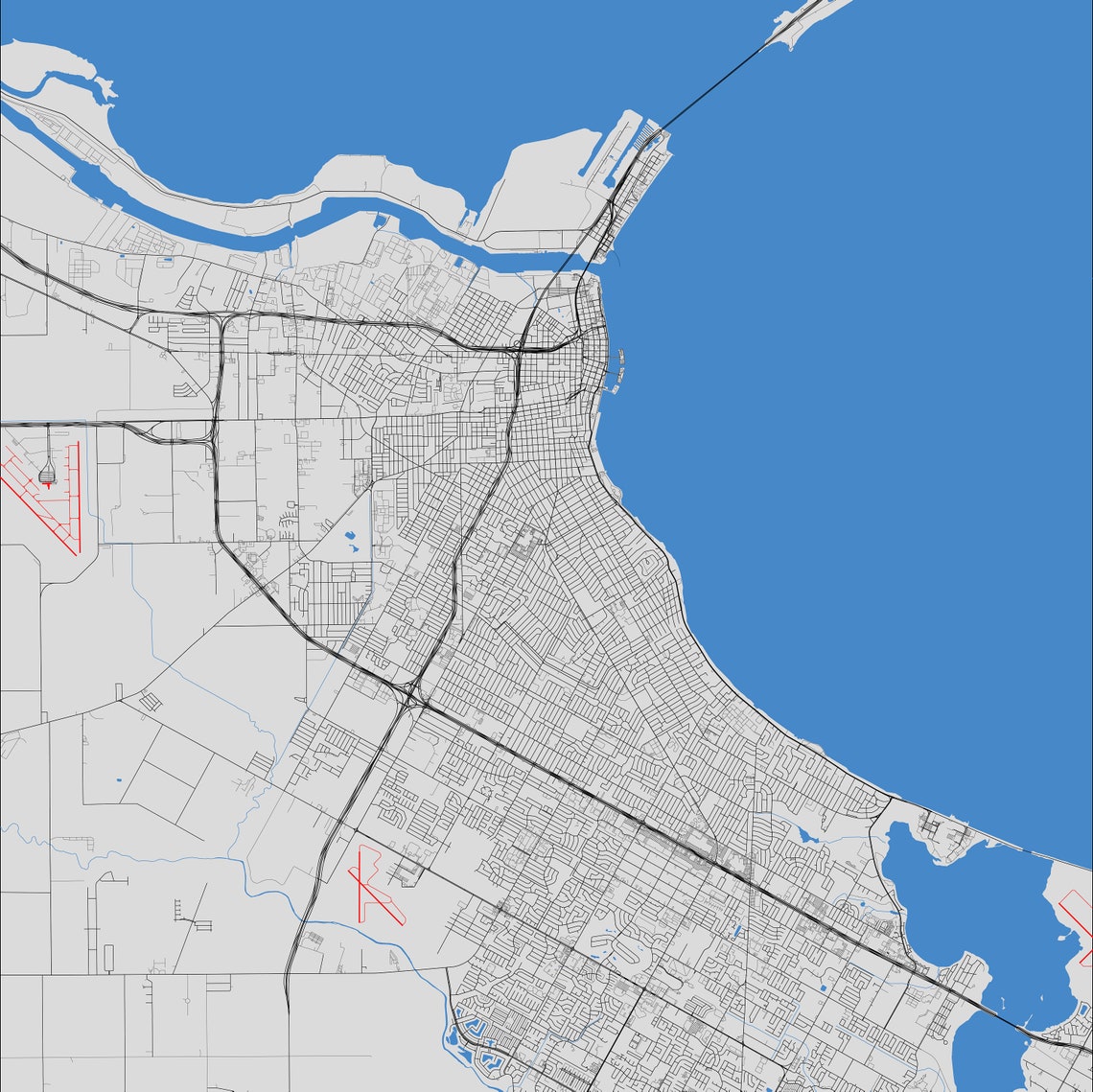 Corpus Christi SVG Vector Street Map | Corpus Christi, Texas, United ...