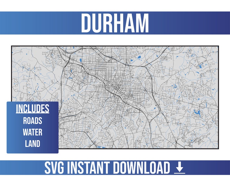 Durham SVG Vector Street Map | Durham, North Carolina, United States ...