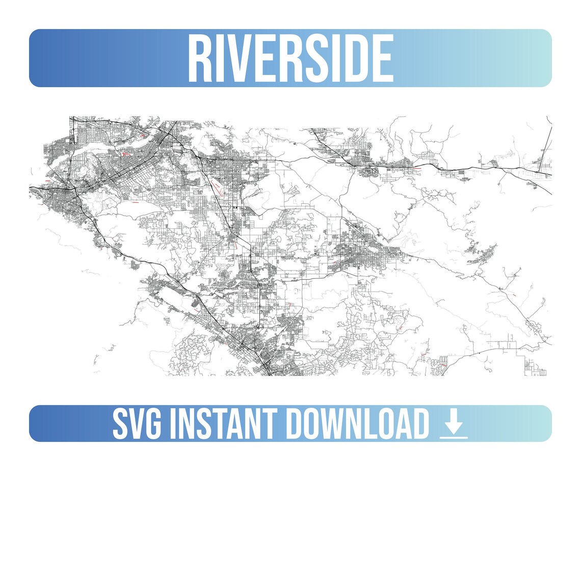 Riverside SVG Vector Map Riverside California United - Etsy