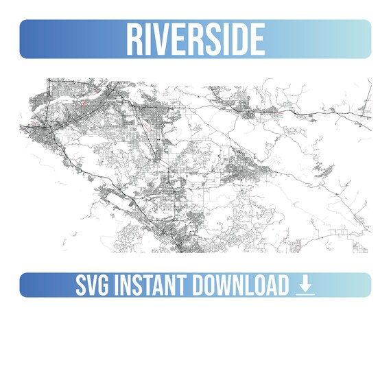 Riverside SVG Vector Map Riverside California United - Etsy
