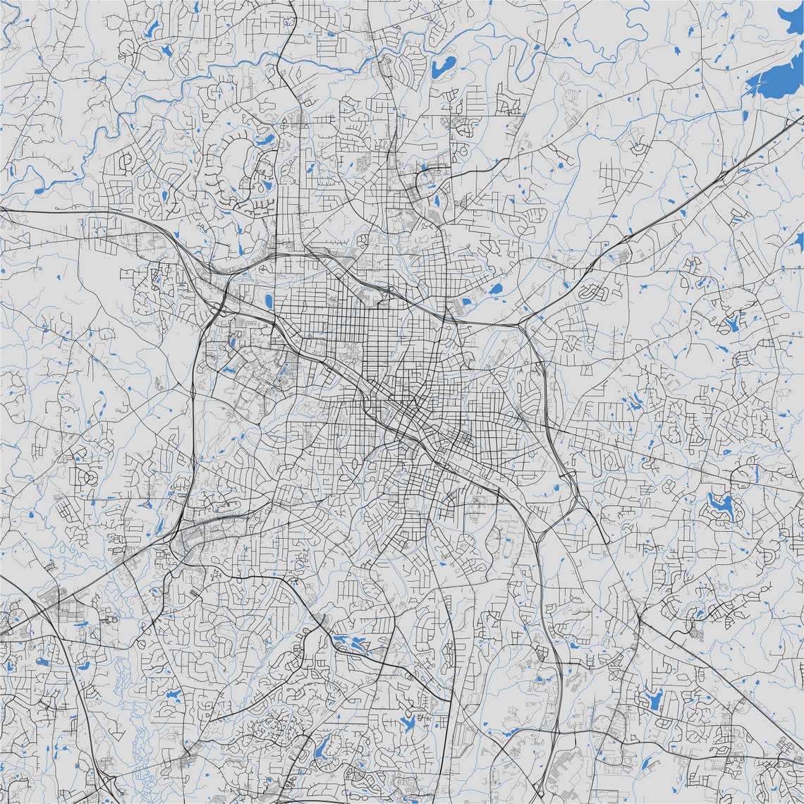 Durham SVG Vector Street Map | Durham, North Carolina, United States ...