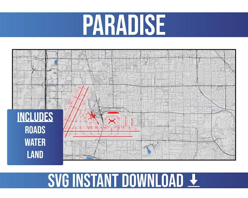 Paradise SVG Vector Street Map | Paradise, Nevada, United States | Full ...