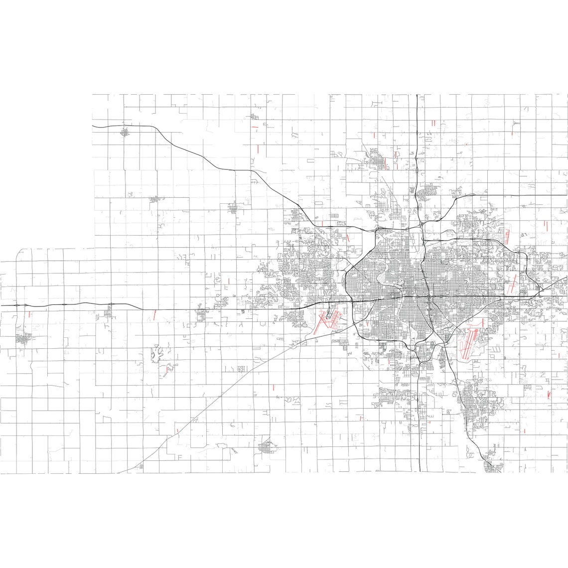Wichita SVG Vector Map Wichita Kansas United States Full - Etsy