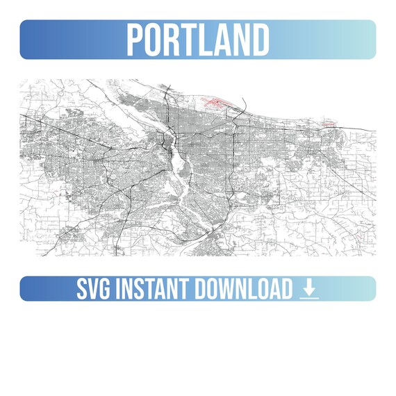 Portland SVG Vector Street Map Portland Oregon United - Etsy