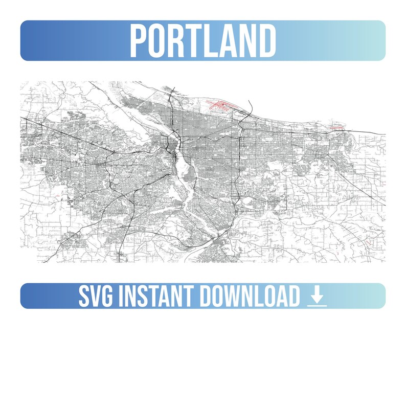 Portland SVG Vector Street Map Portland Oregon United - Etsy