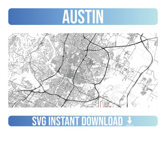 Austin SVG Vector Street Map Austin Texas United States | Etsy