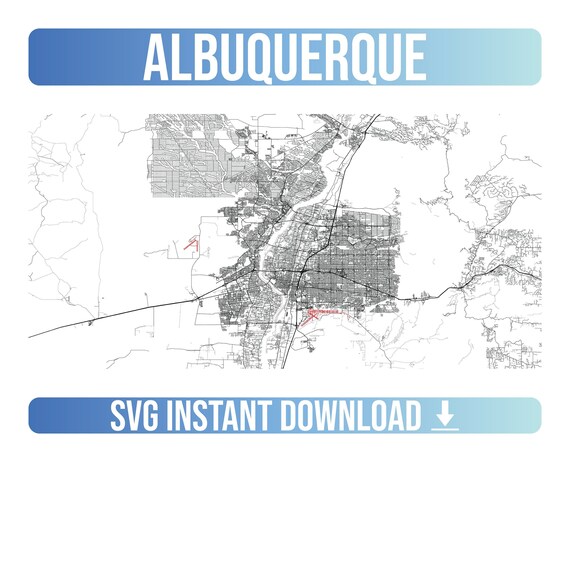 Albuquerque SVG Vector Street Map Albuquerque New Mexico | Etsy
