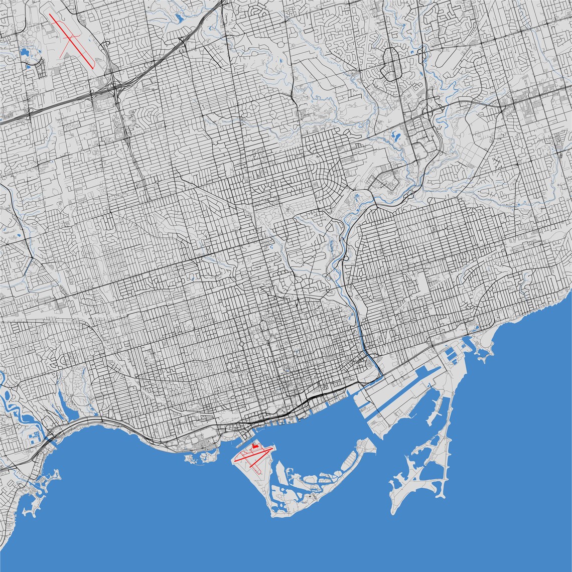 Toronto SVG Street Map | Toronto, Ontario, Canada | Full Vector Street ...