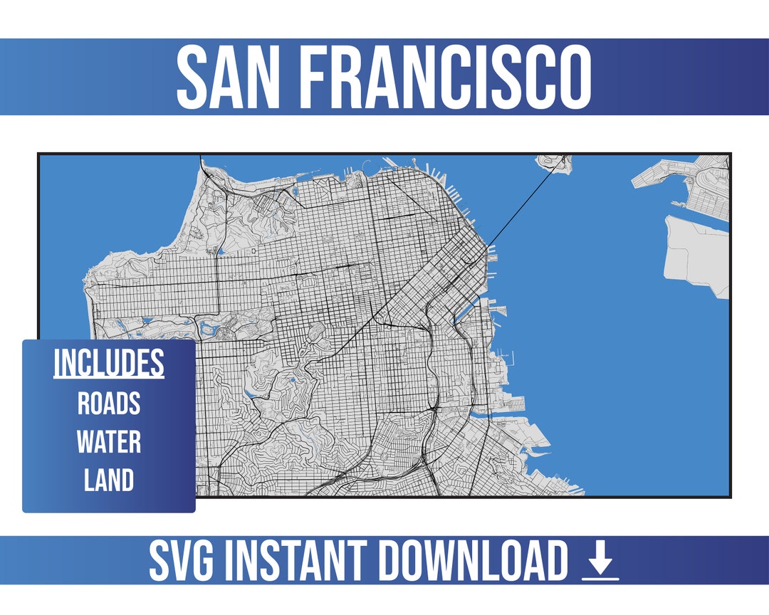 San Francisco SVG Vector Street Map | San Francisco, California, United ...
