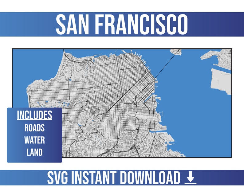 San Francisco SVG Vector Street Map | San Francisco, California, United ...
