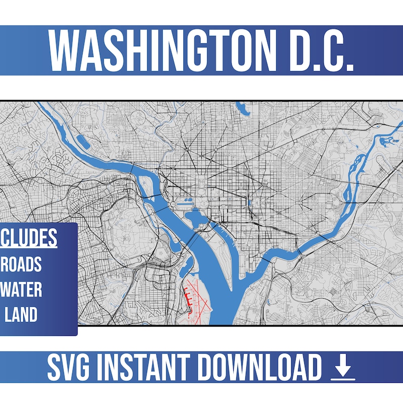 Washington Dc Map - Etsy