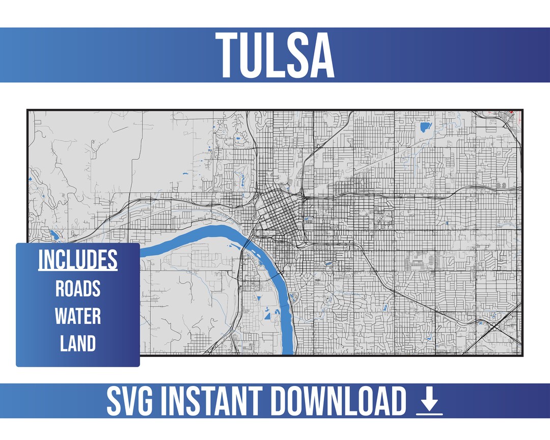 Tulsa SVG Vector Map | Tulsa, Oklahoma, United States | Full Vector ...