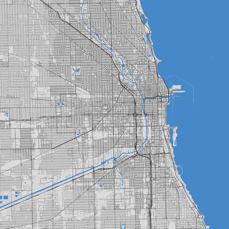 Chicago SVG Street Map | Chicago, Illinois, United States | Full Vector ...