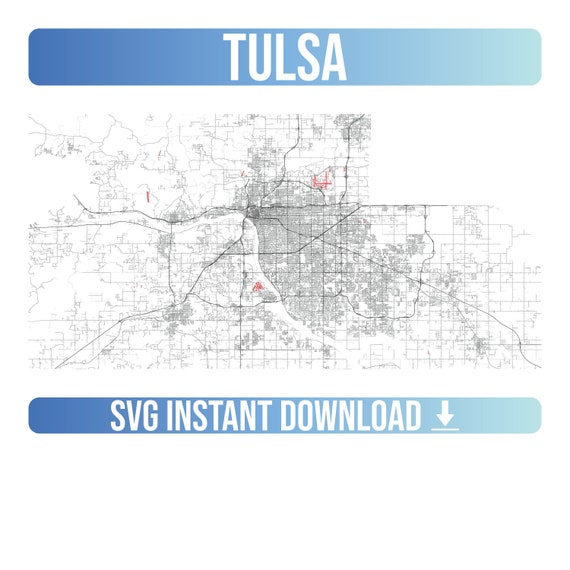 Tulsa SVG Vector Map Tulsa Oklahoma United States Full - Etsy