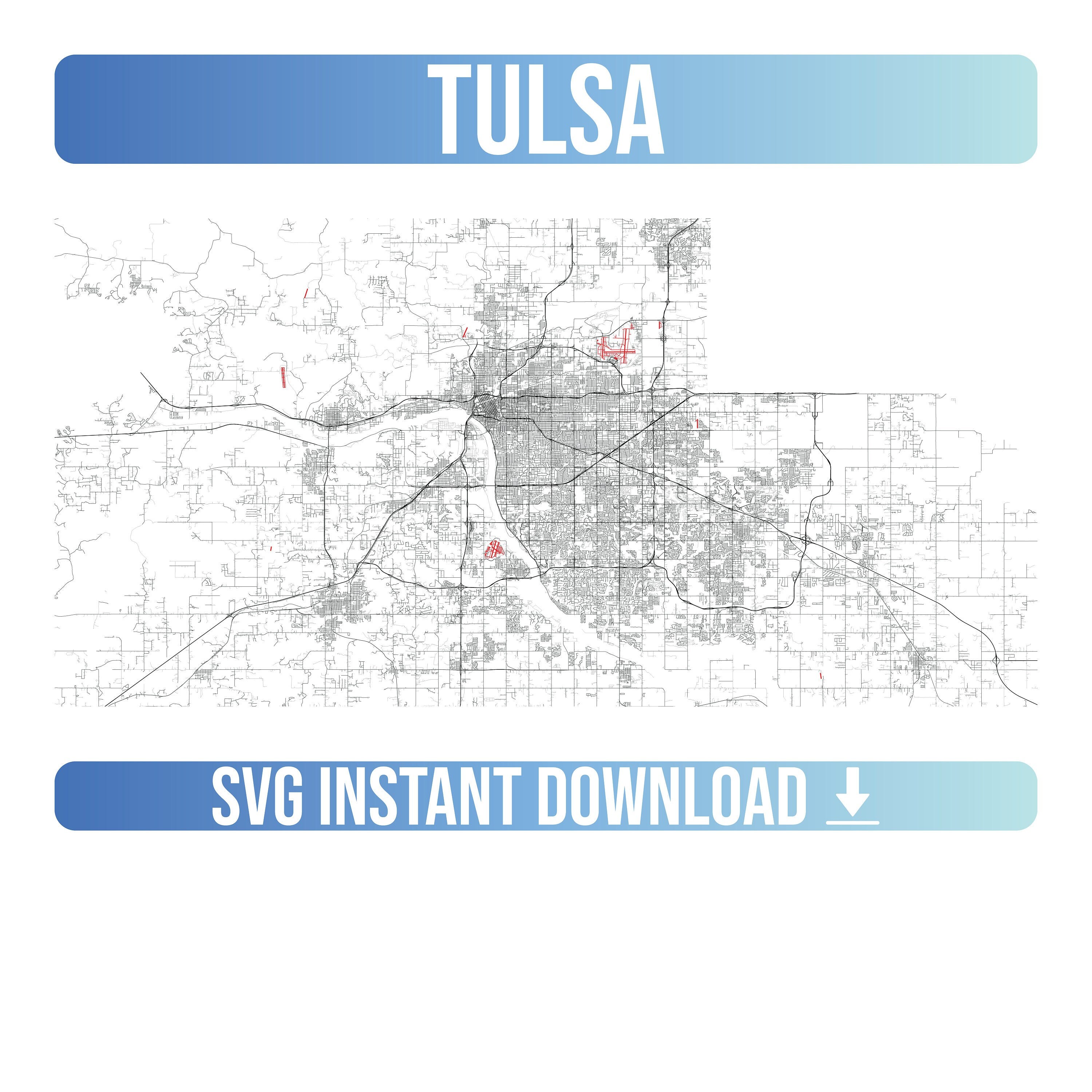 Tulsa SVG Vector Map Tulsa Oklahoma United States Full - Etsy