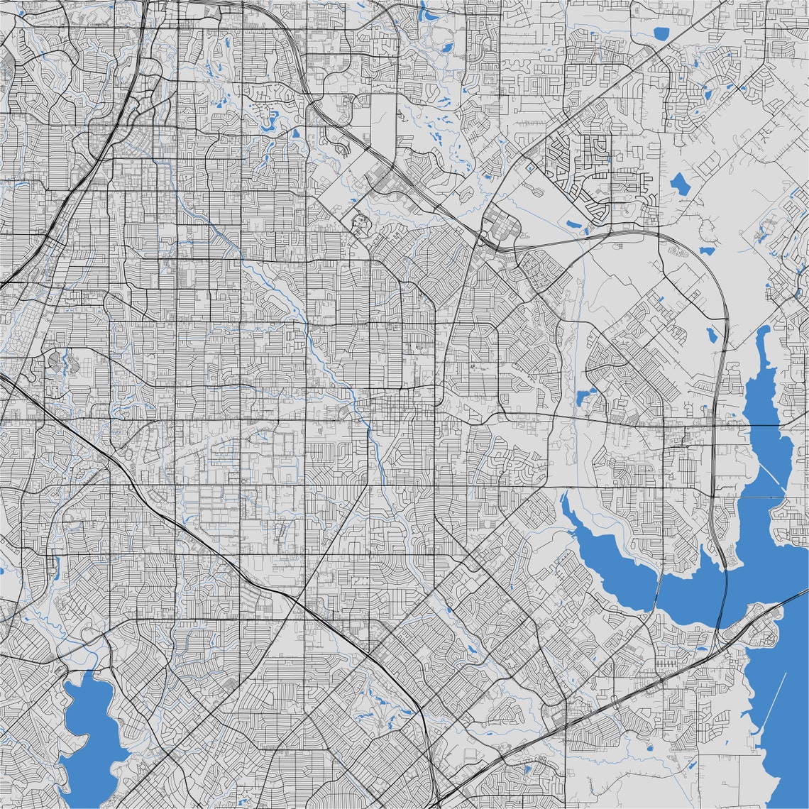 Garland SVG Vector Street Map | Garland, Texas, United States | Full ...